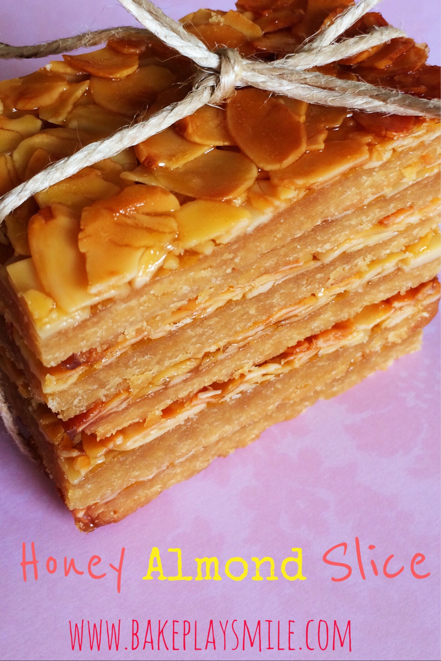 Honey Almond Slice (healthier version!) - Bake Play Smile